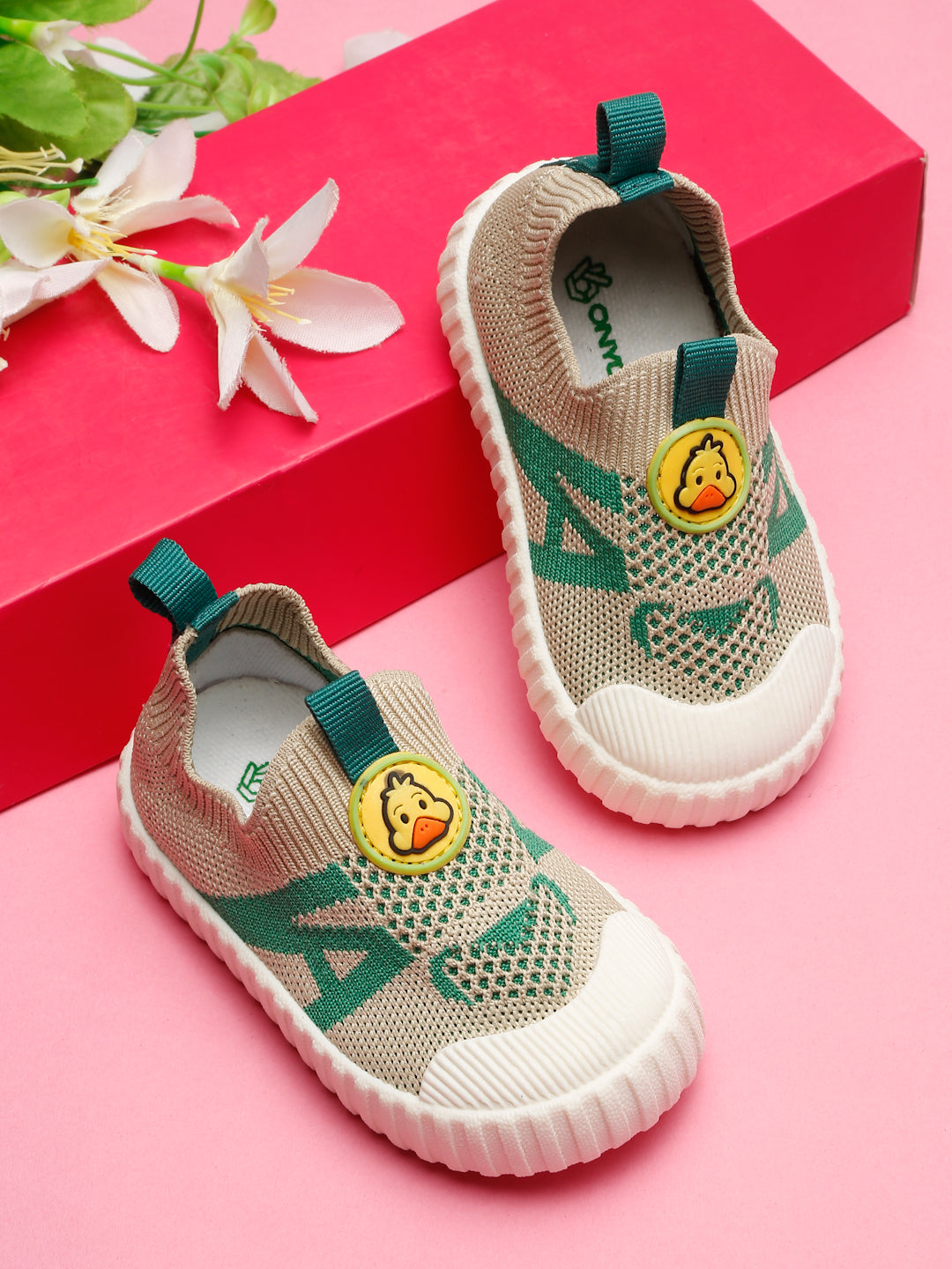 Ducky Toddler First Step Shoes - Beige & Green (Unisex)